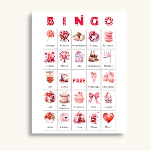 50 Printable Valentine's Day Bingo Cards | Valentines Picture Bingo ...