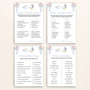 16 Printable Stork Baby Shower Games | Blue Stork Theme Baby Shower ...