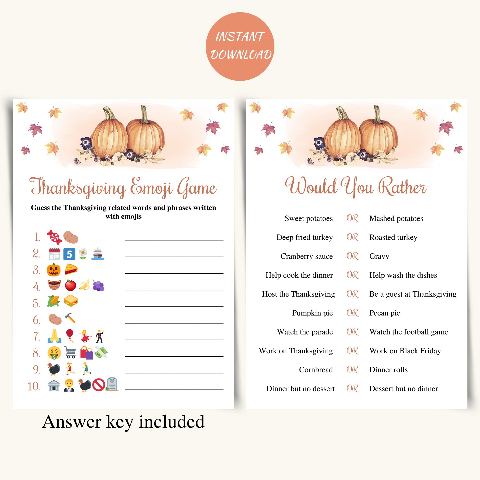 Printable Thanksgiving Games: Friendsgiving Games DOWNLOAD - Etsy