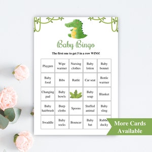 30 Printable Alligator Baby Shower Bingo Cards | 5x7 Prefilled ...
