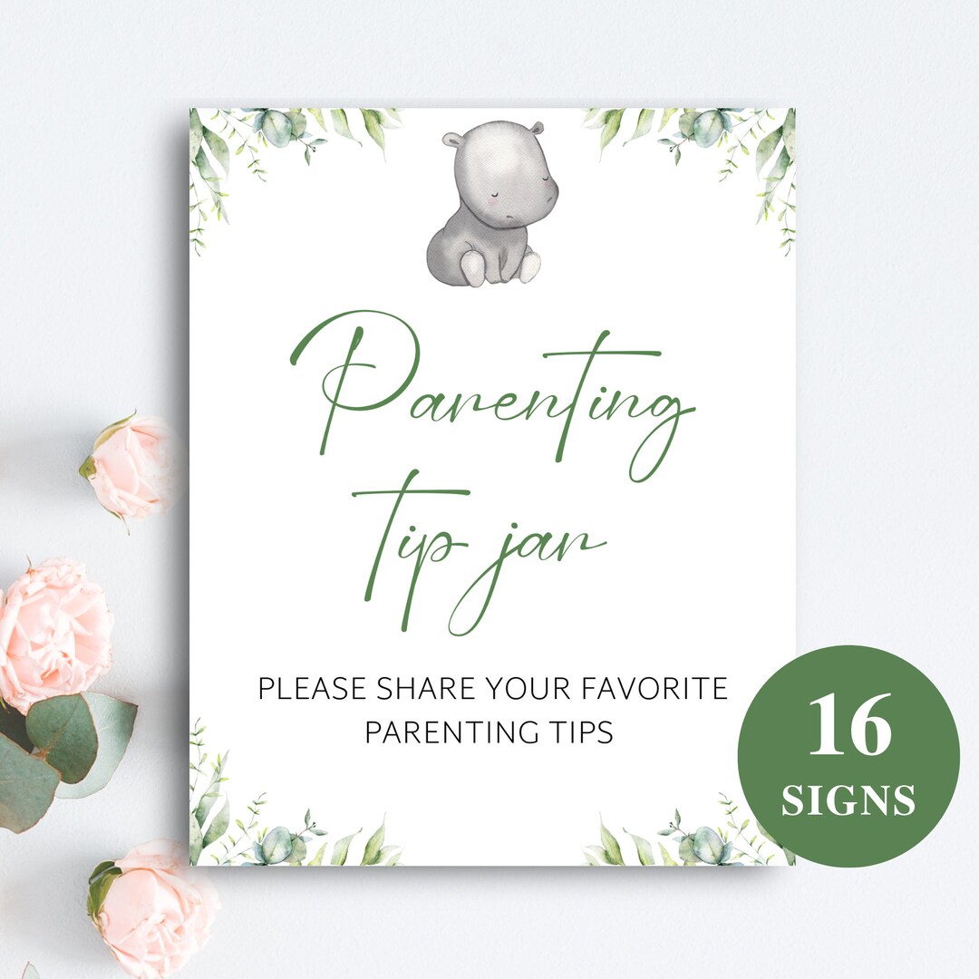 16 Printable Hippo Baby Shower Table Signs | 8x10 Baby Shower Sign ...