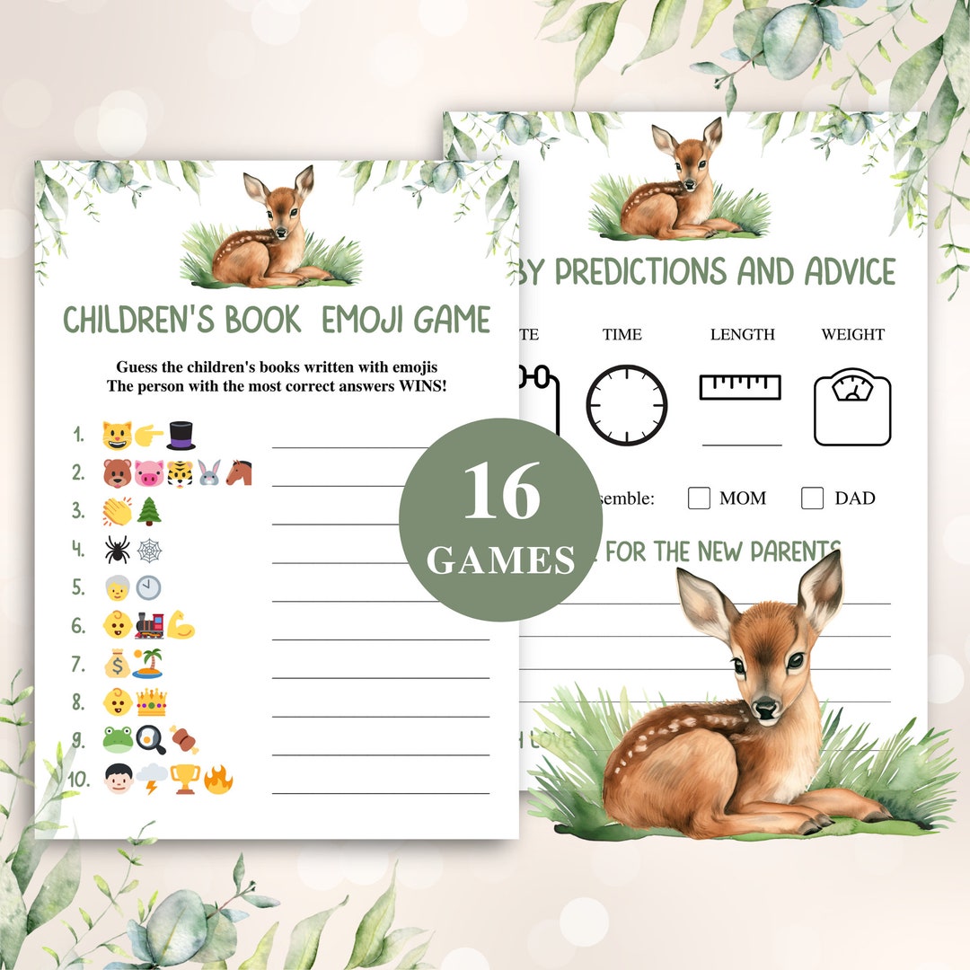 Printable Deer Baby Shower Games: Woodland Theme, 16 Game Bundle ...