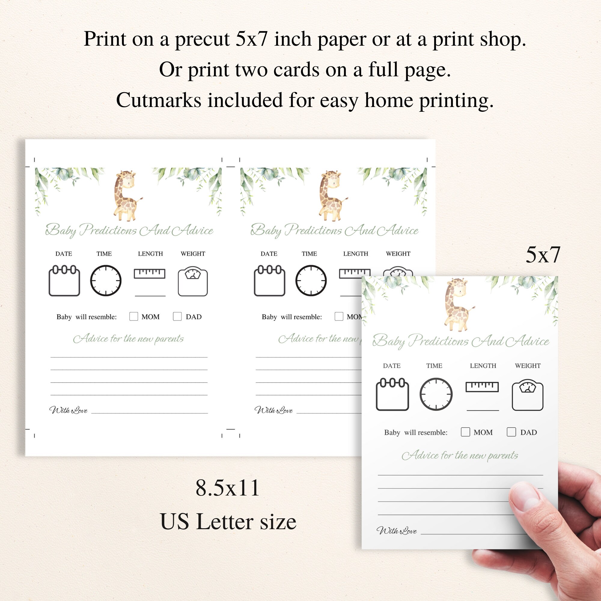 16 Printable Giraffe Baby Shower Games Safari Baby Shower Game Bundle ...