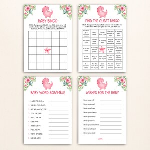 16 Printable Girl Dinosaur Baby Shower Games | Pink Dinosaur Baby ...
