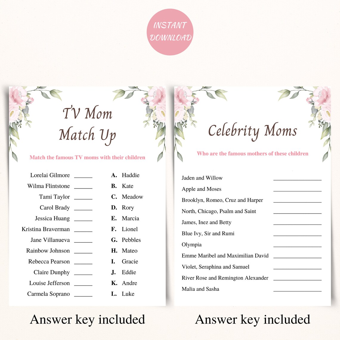 Printable Mothers Day Game Bundle, Mothers Day Games for Mothers Day ...