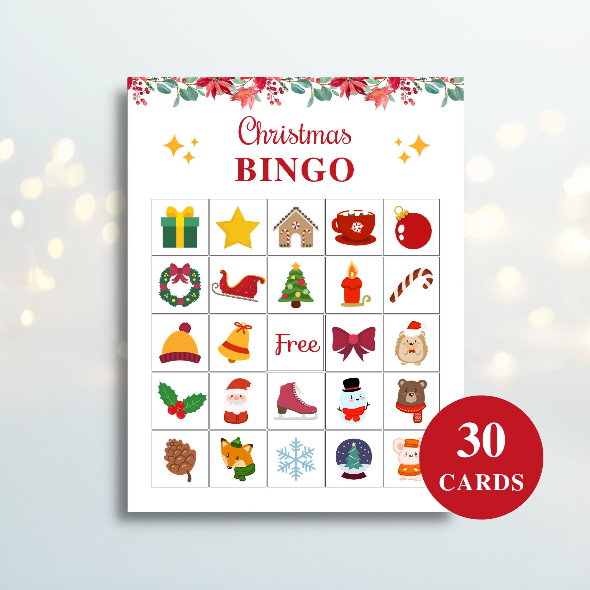 30 Printable Christmas Bingo Cards | Christmas Bingo for Kids ...