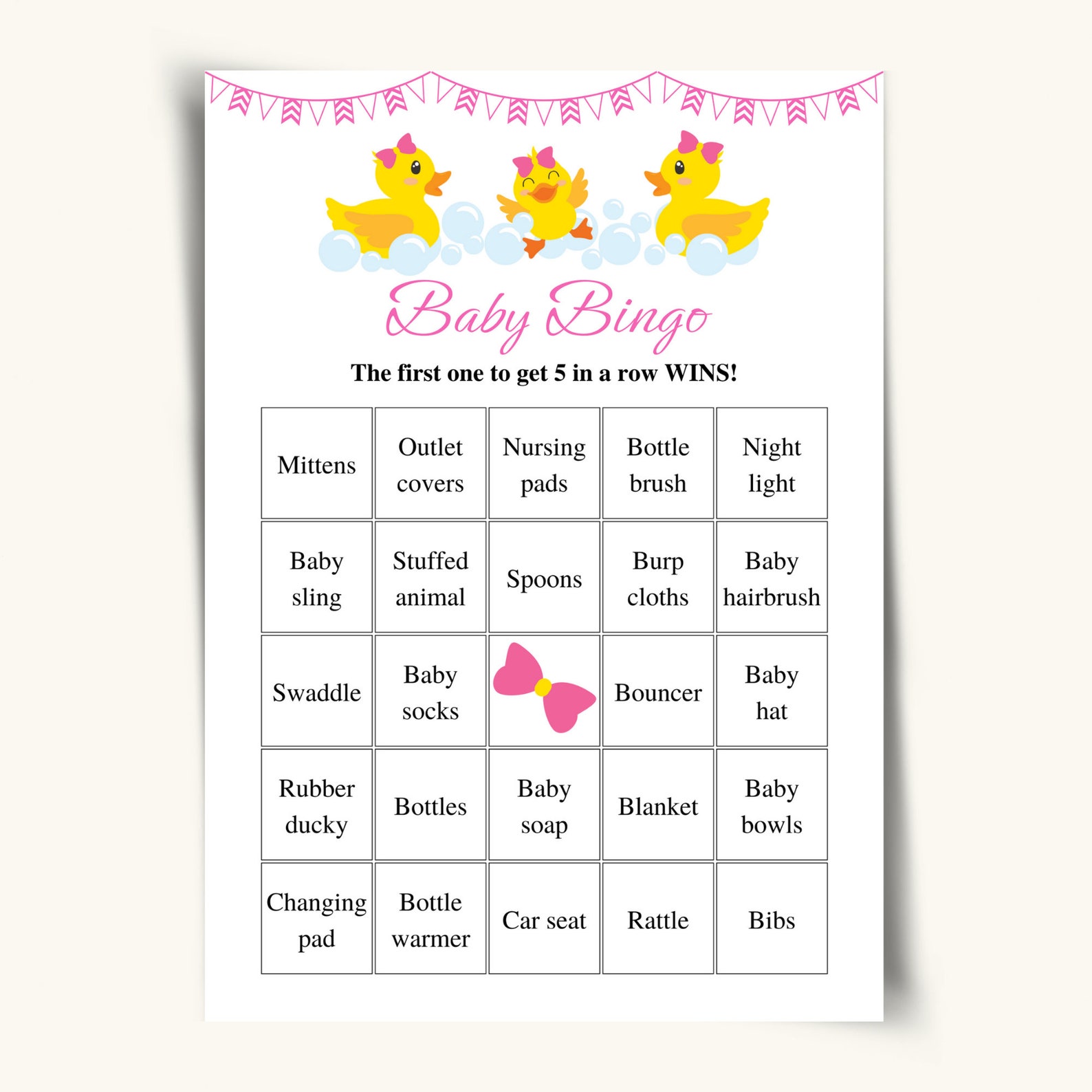 30 Printable Prefilled Baby Shower Bingo Cards Rubber Ducky - Etsy