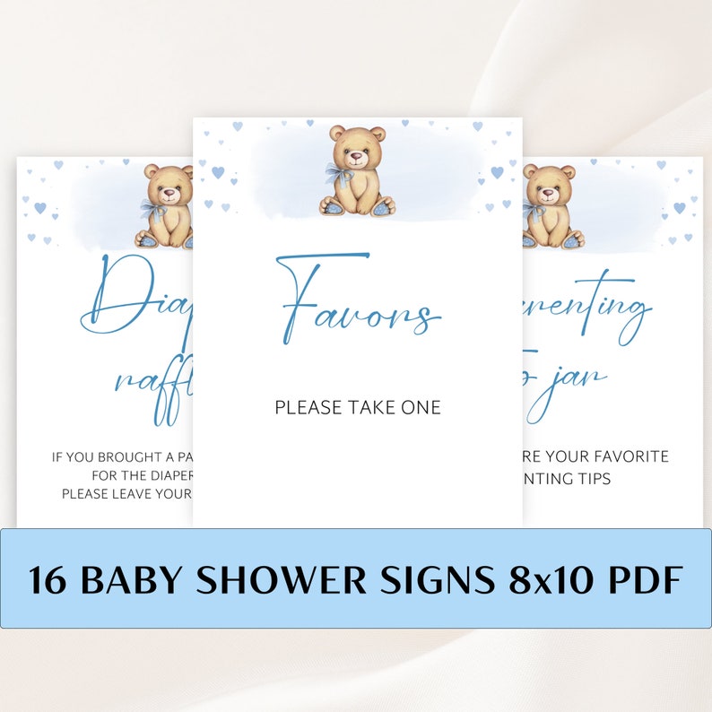 16 Printable Teddy Bear Baby Shower Table Signs 8x10 Baby - Etsy