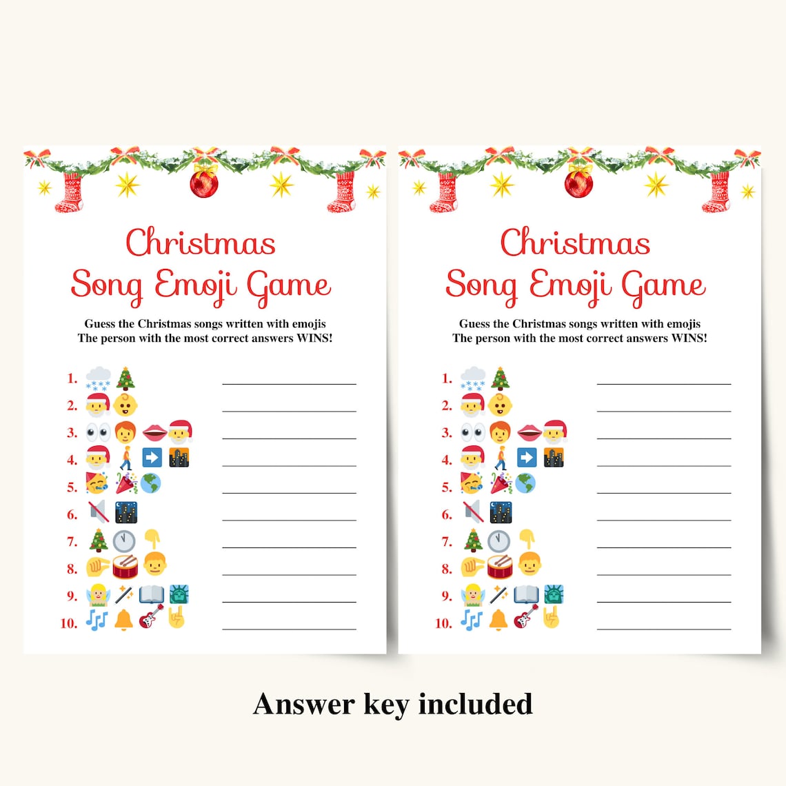 Printable Christmas Emoji Game, Christmas Party Game, Printable Xmas ...