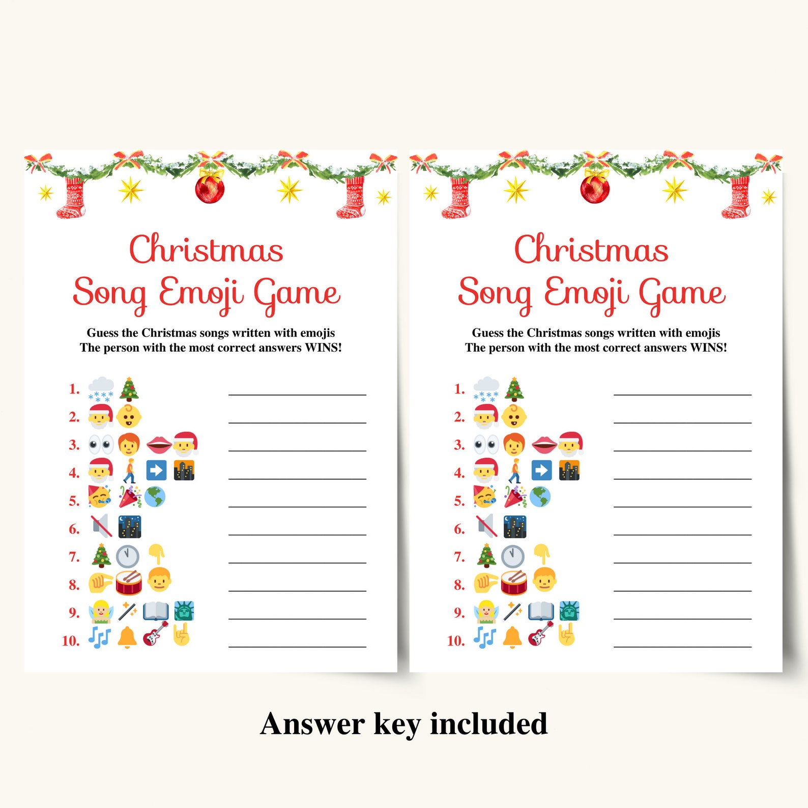 Printable Christmas Emoji Game, Christmas Party Game, Printable Xmas ...