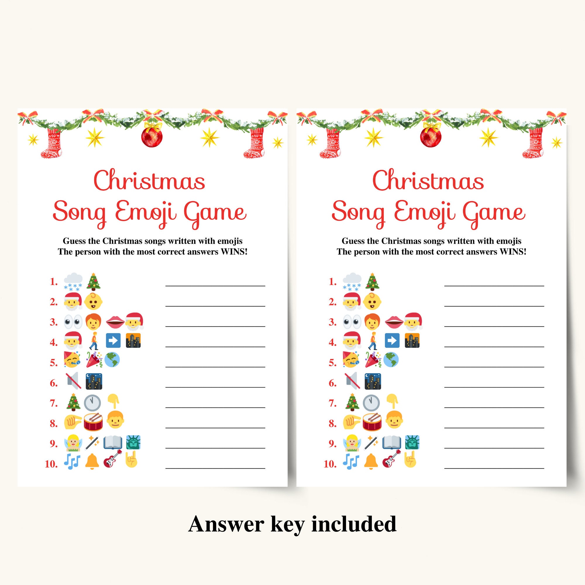 Printable Christmas Emoji Game Christmas Party Game - Etsy