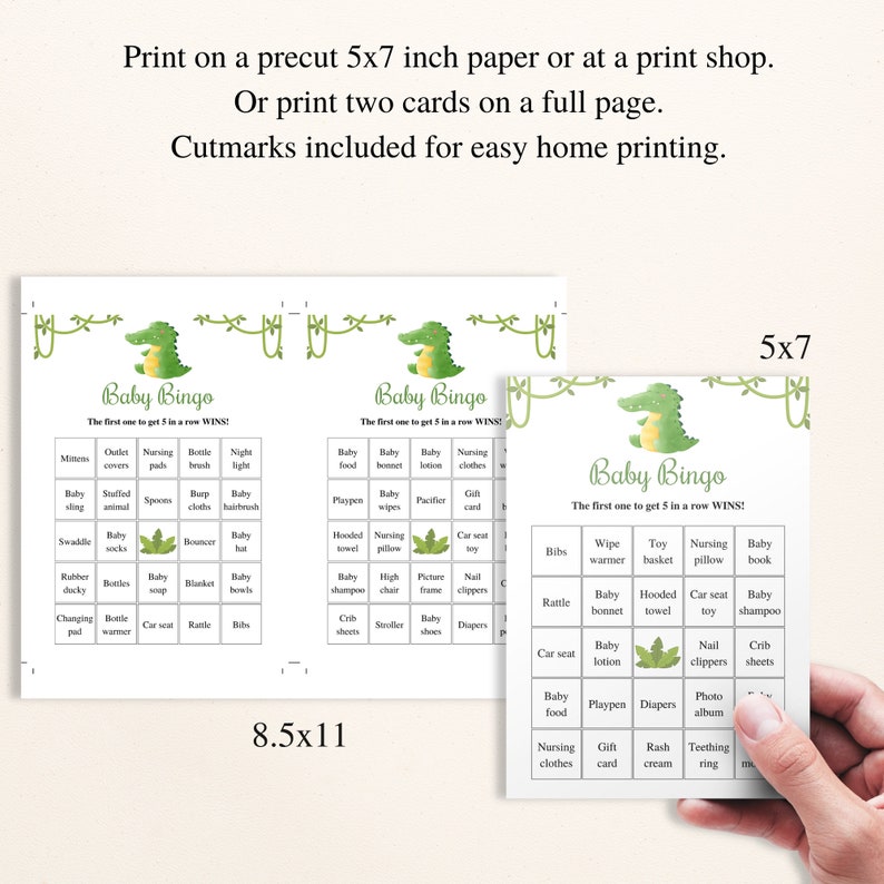 30 Printable Alligator Baby Shower Bingo Cards 5x7 Prefilled - Etsy
