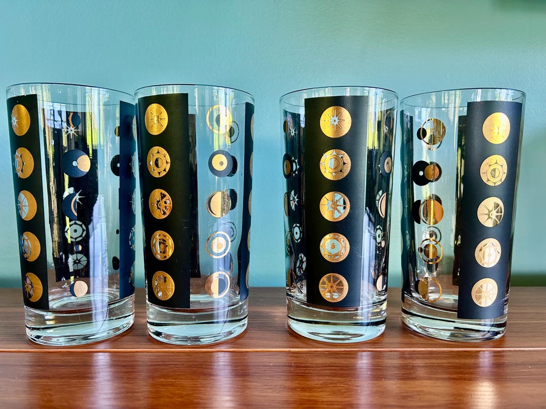 Atomic Fred Press Barware BLACK Cocktail Starburst Glasses Collin ...