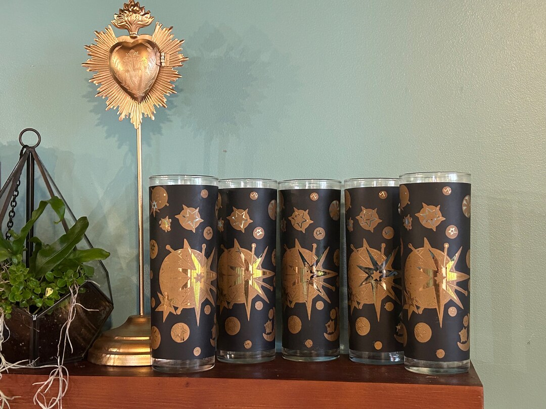 Vintage Atomic Starlyte Collins Glasses: Mid Century Celestial Barware ...