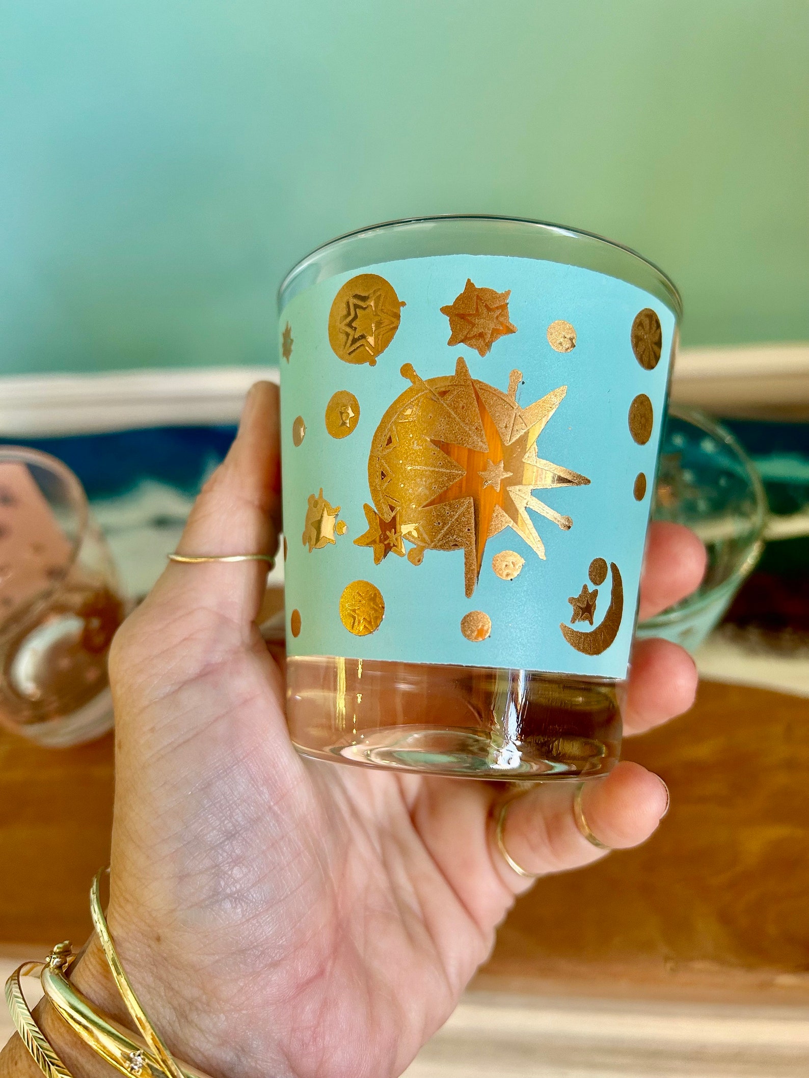 Atomic Starburst Starlyte Blue Teal Turquoise and Pink Celestial Moon ...