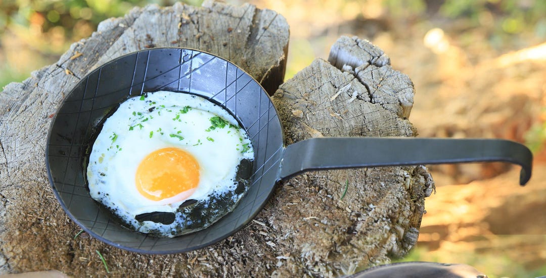 Hand-forged Iron Campfire Pan: Bushcraft & Medieval Cooking - Etsy
