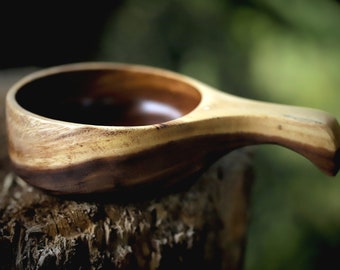 Olive Wood KUKSA Cup With Leather Strap Vessel - Etsy