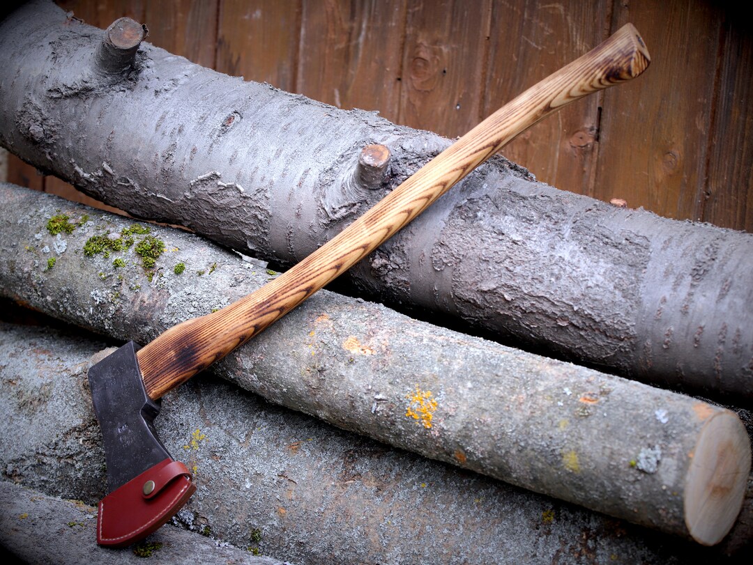 Heavy Bushcraft Ax/hatchet With Hand-sewn Leather Sheath, Extremely ...