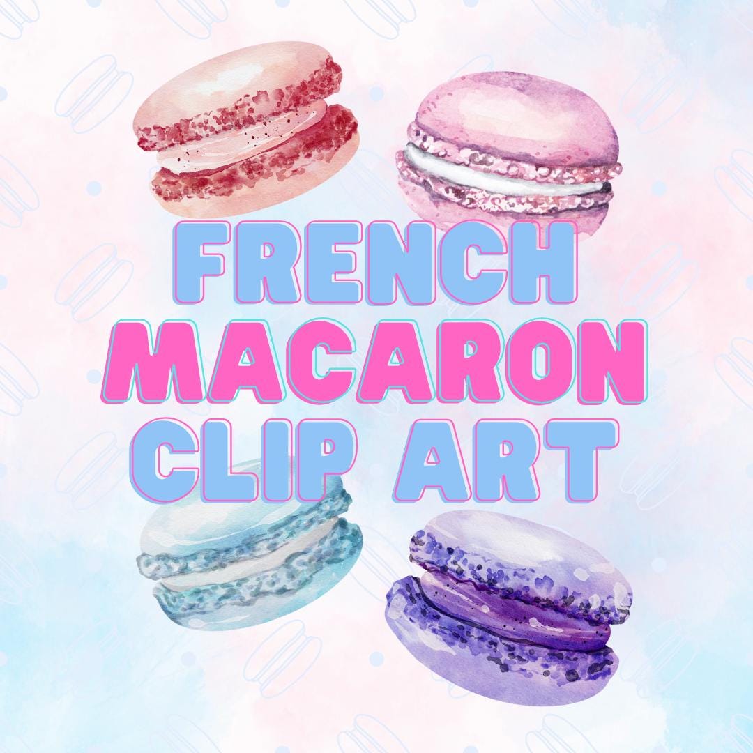 French Macaron Digital Stickers, French Macaron Clip Art, Watercolor ...