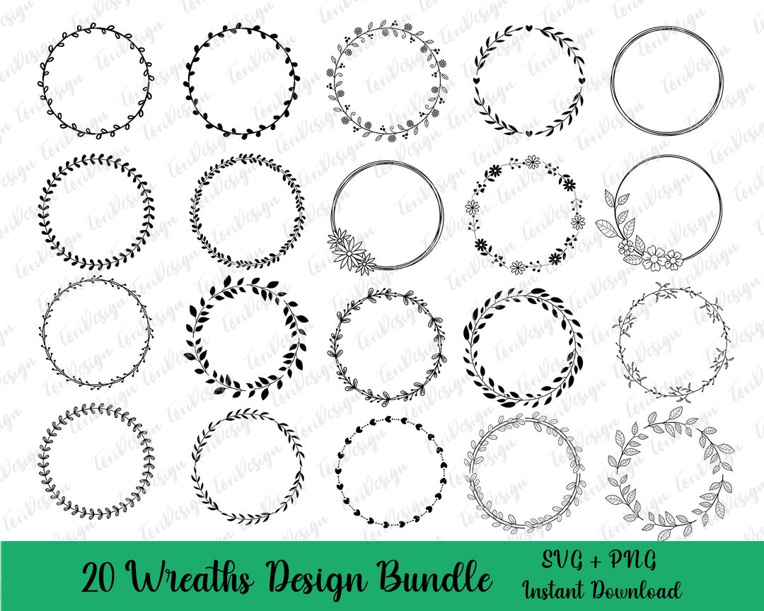 Wreath Svg Design Bundle Circle Svg Bundle Floral Wreath - Etsy