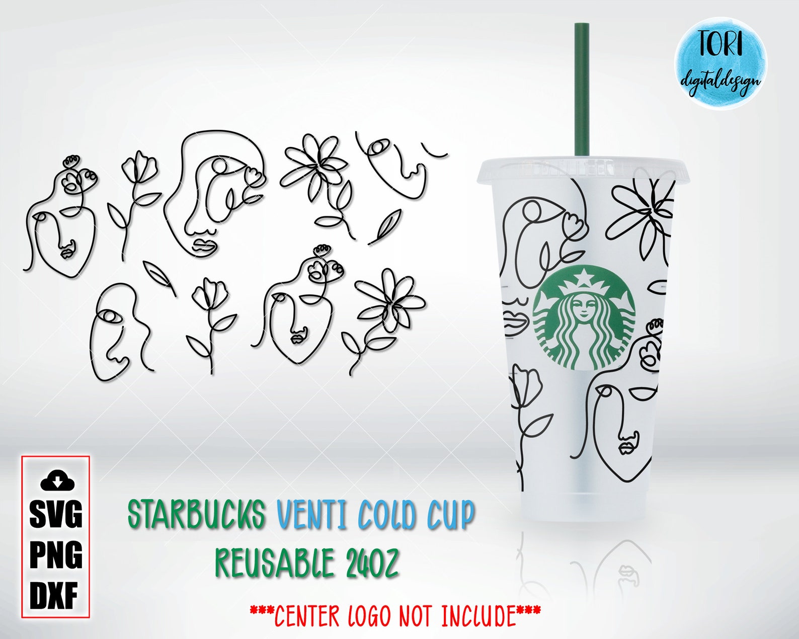 Abstract Face Starbucks Cup Svg Abstract Face Svg Stranger - Etsy