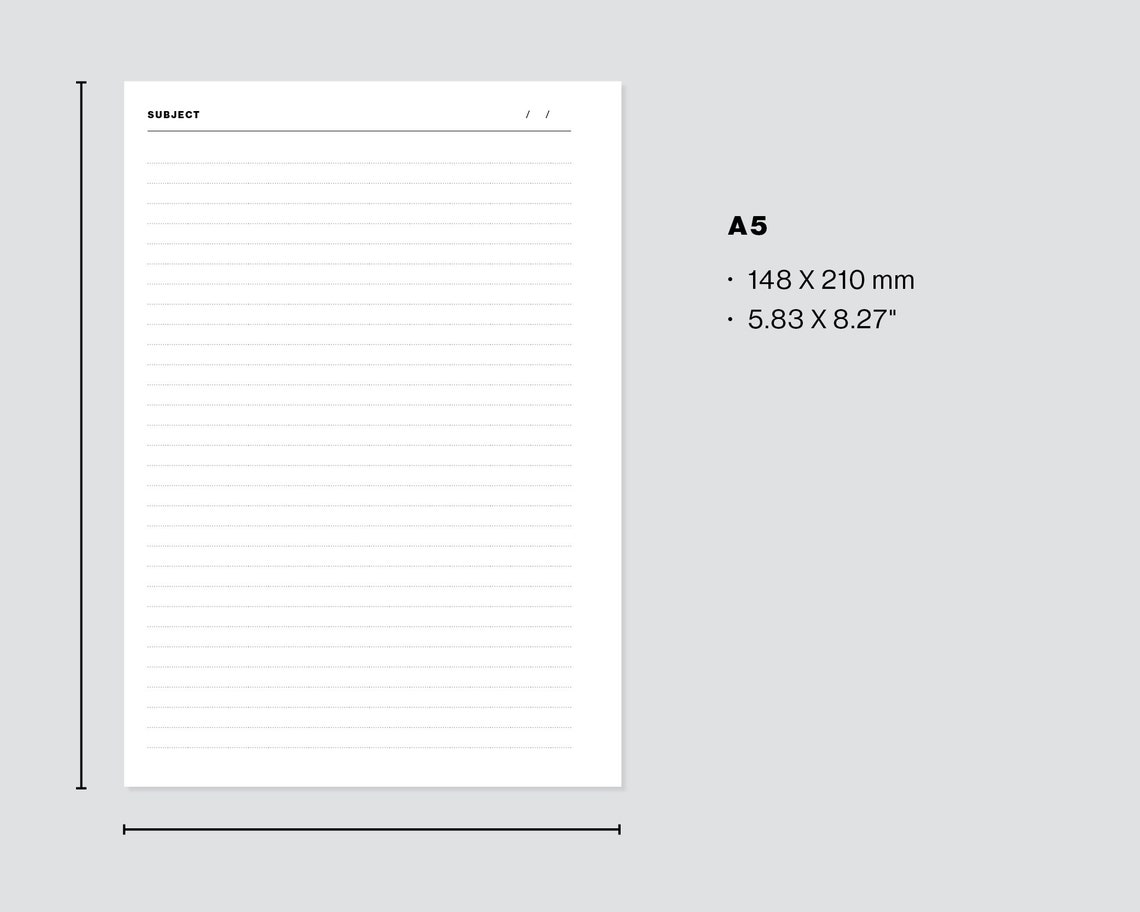 A5 Notes lined single page 1 one page Printable PDF | Etsy