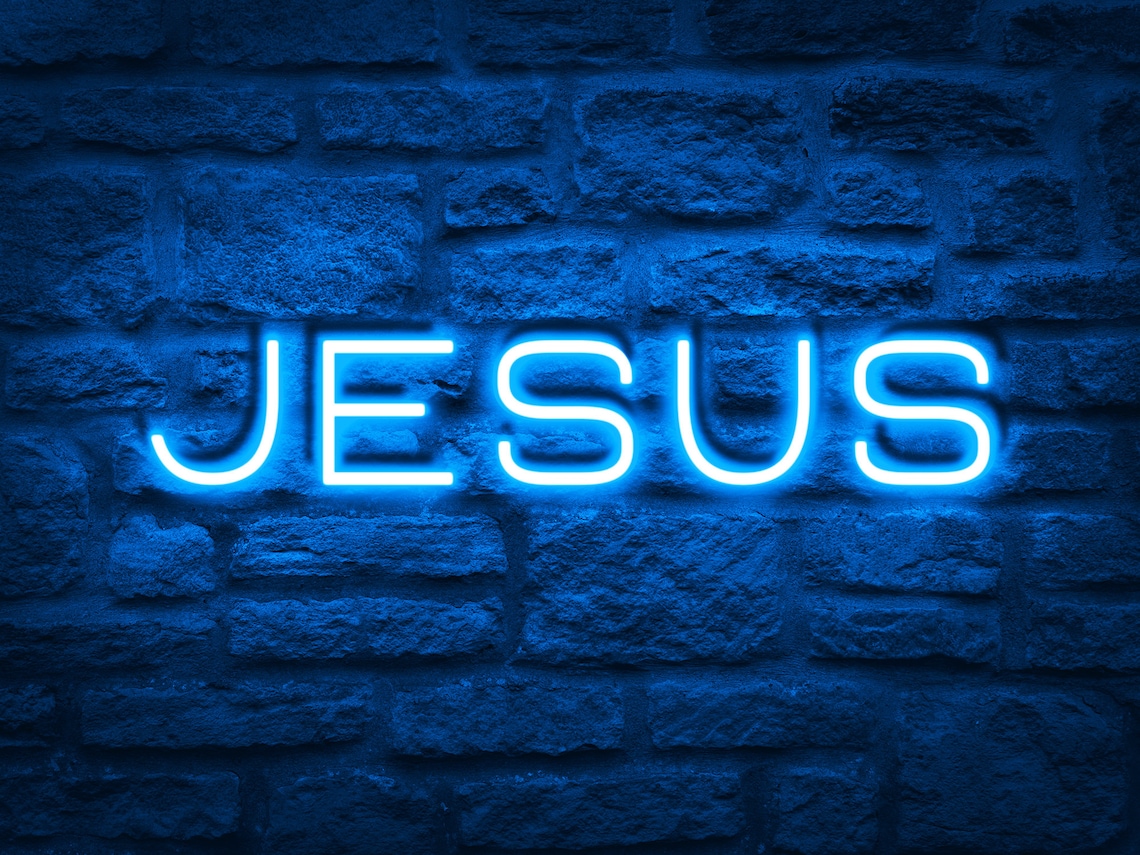 JESUS neon blue Digital file 18 x 24 | Etsy