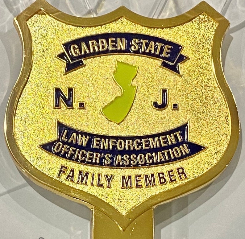 NJ Police Supporter Family Member Fop Pba Gold Car Window Shield Badge ...