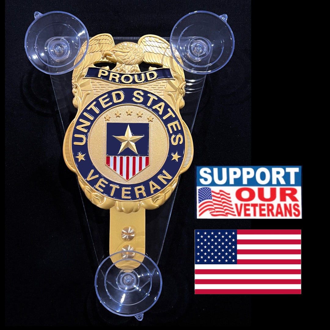 United States US Veteran Gold Car Window Shield Pba Style Badge Acrylic ...