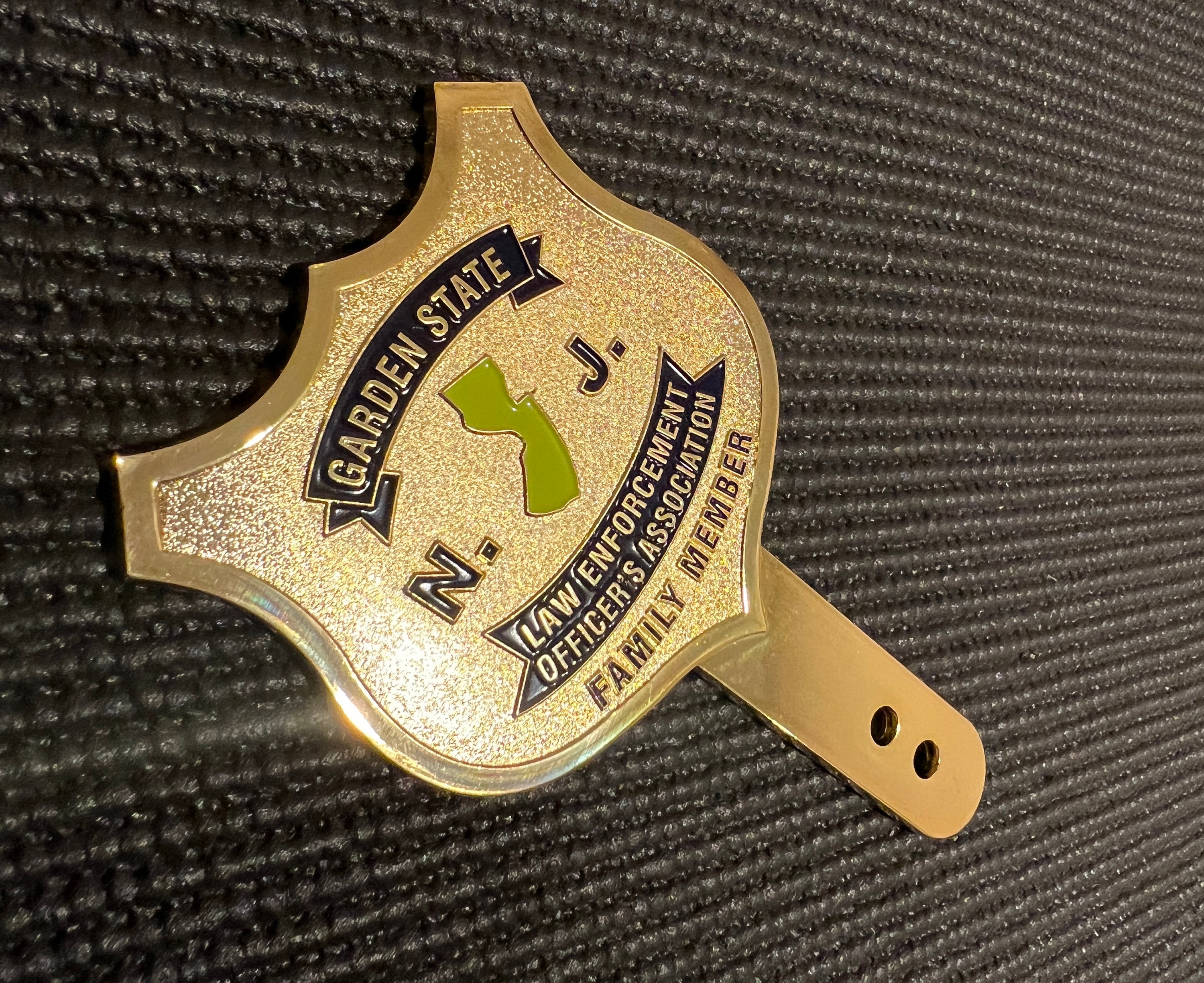 NJ Police Supporter Family Member Fop Pba Gold Car Window Shield Badge ...