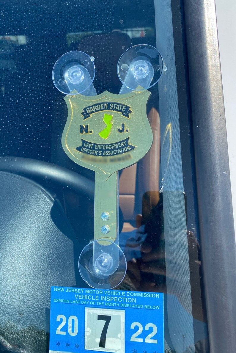 NJ Police Supporter Family Member Fop Pba Gold Car Window Shield Badge ...