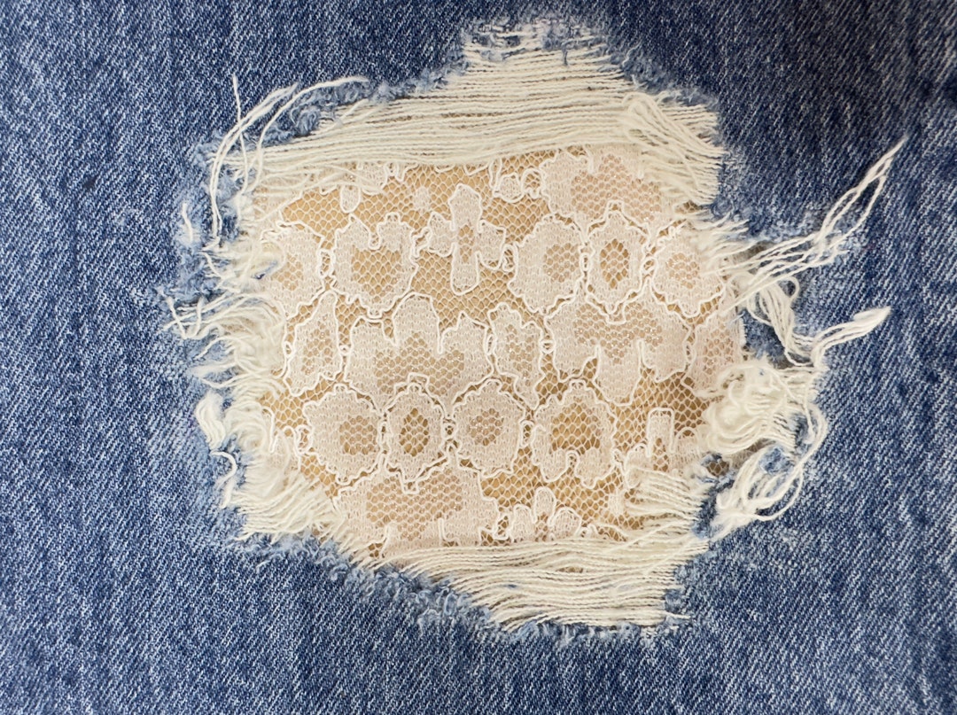 Lace Patches for Denim Holes White Floral Peek a Boo Patch Floral ...