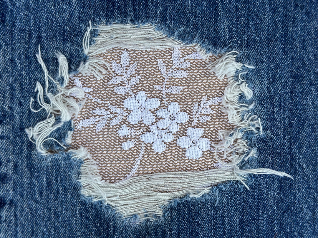 White Lace Patches for Denim Holes Floral Peek a Boo Patch Denim Hole ...