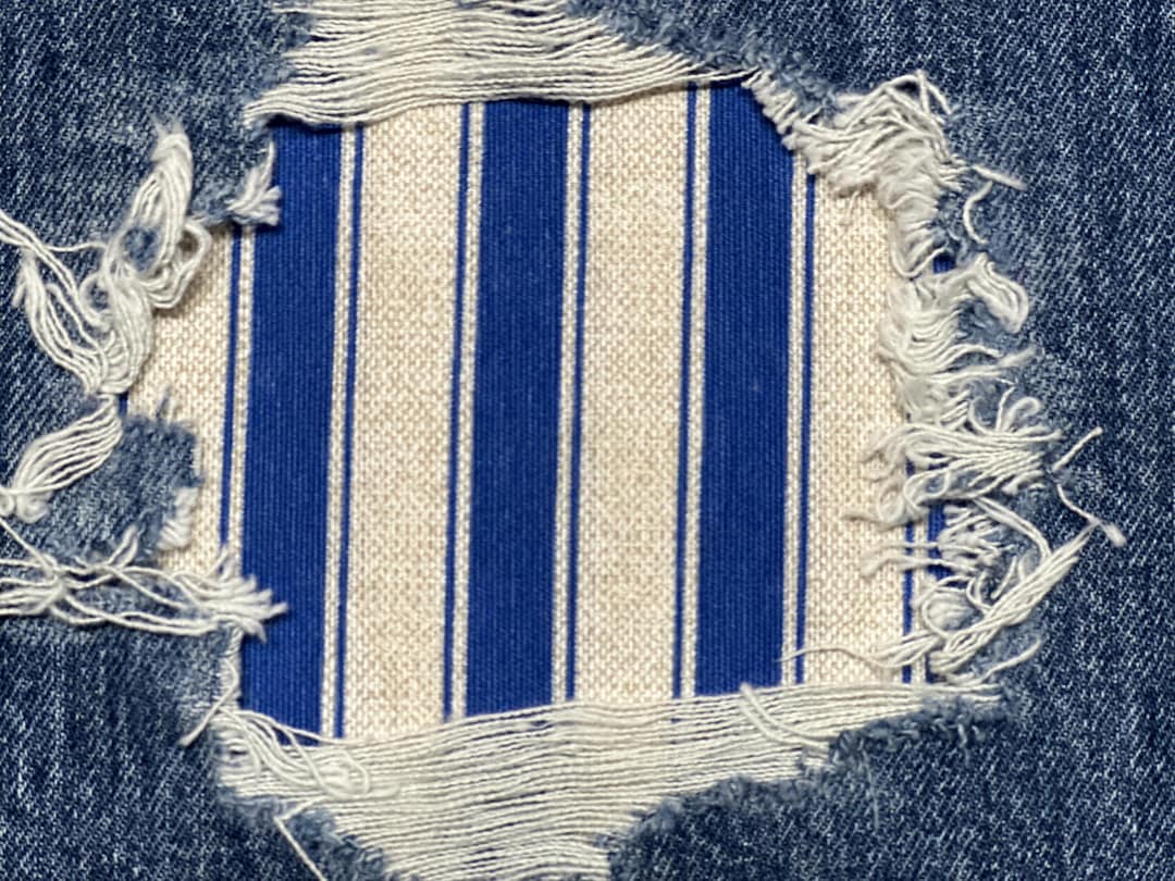 Stripped Fabric Peek a Boo Patch Iron on Denim Fabric Patches for ...