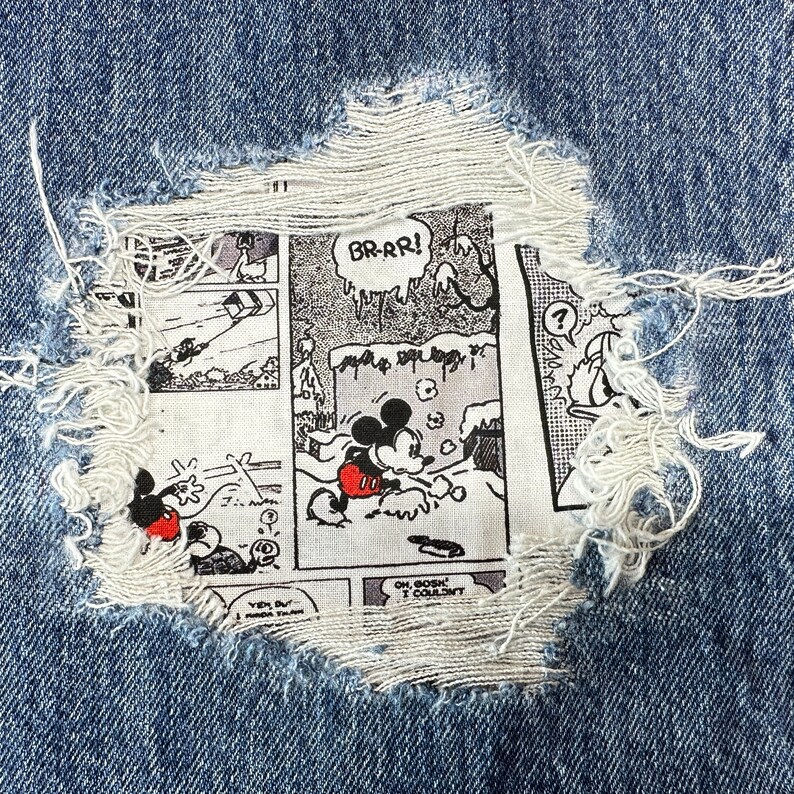Mickey Mouse Peek a Boo Patches up - Cycled Jeans Patch - Etsy