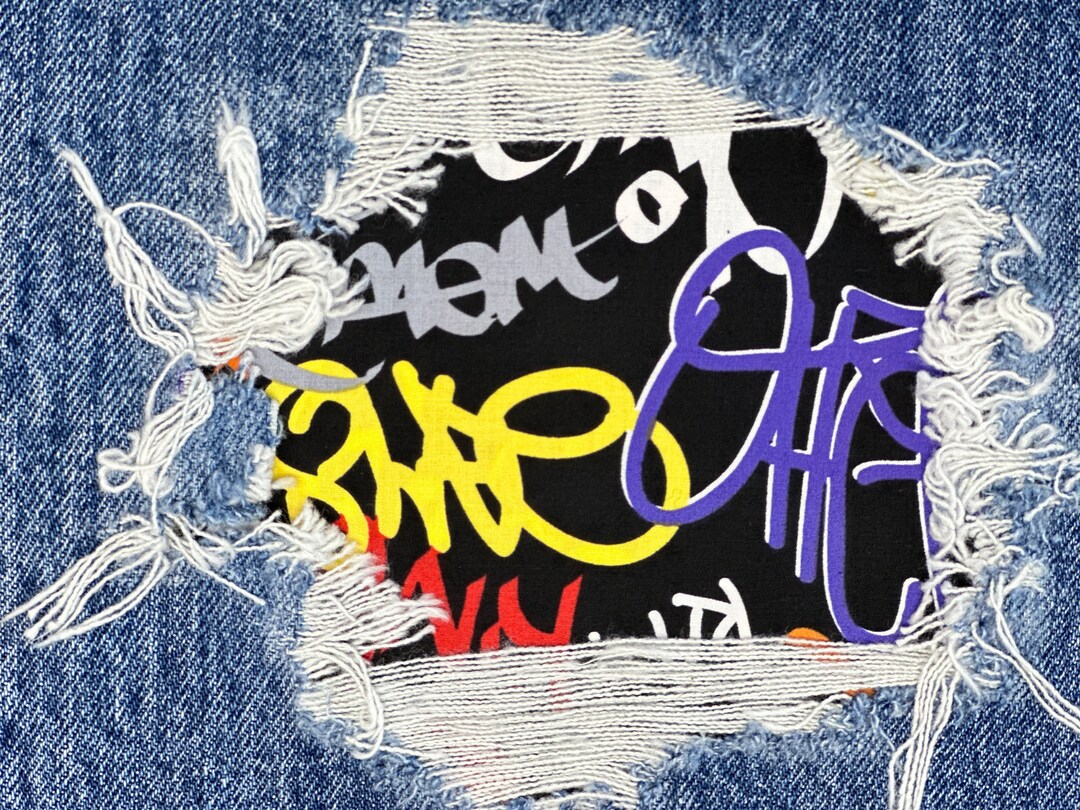 Graffiti Print Peek a Boo Patch Iron on Bandana Fabric Patches for ...