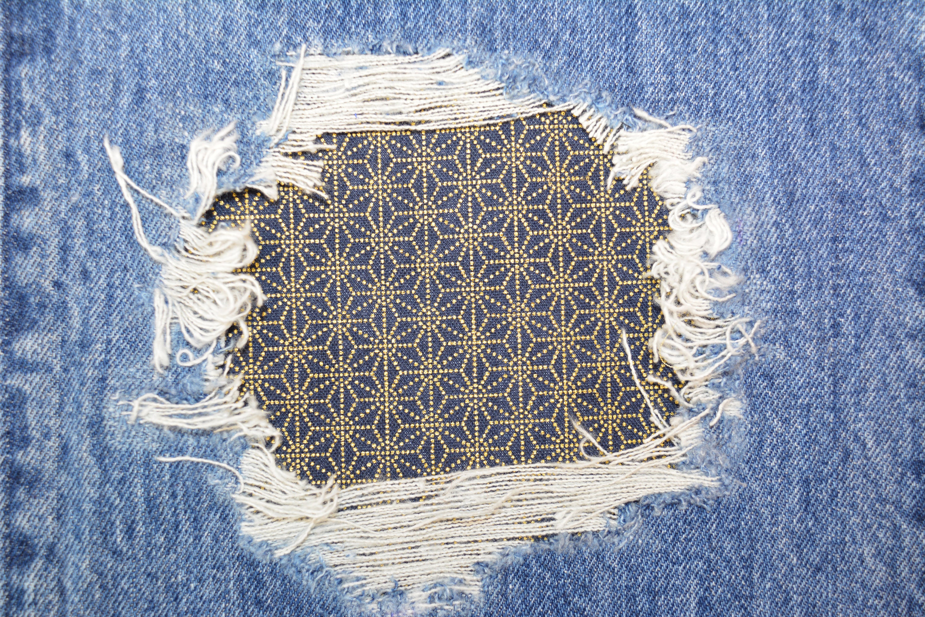 Sashiko Style Peek a Boo Patches Blue and Gold Patch for Jeans ...
