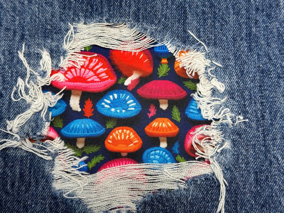 Magical Mushroom Peek a Boo Patches up Cycled Jeans Patch - Etsy