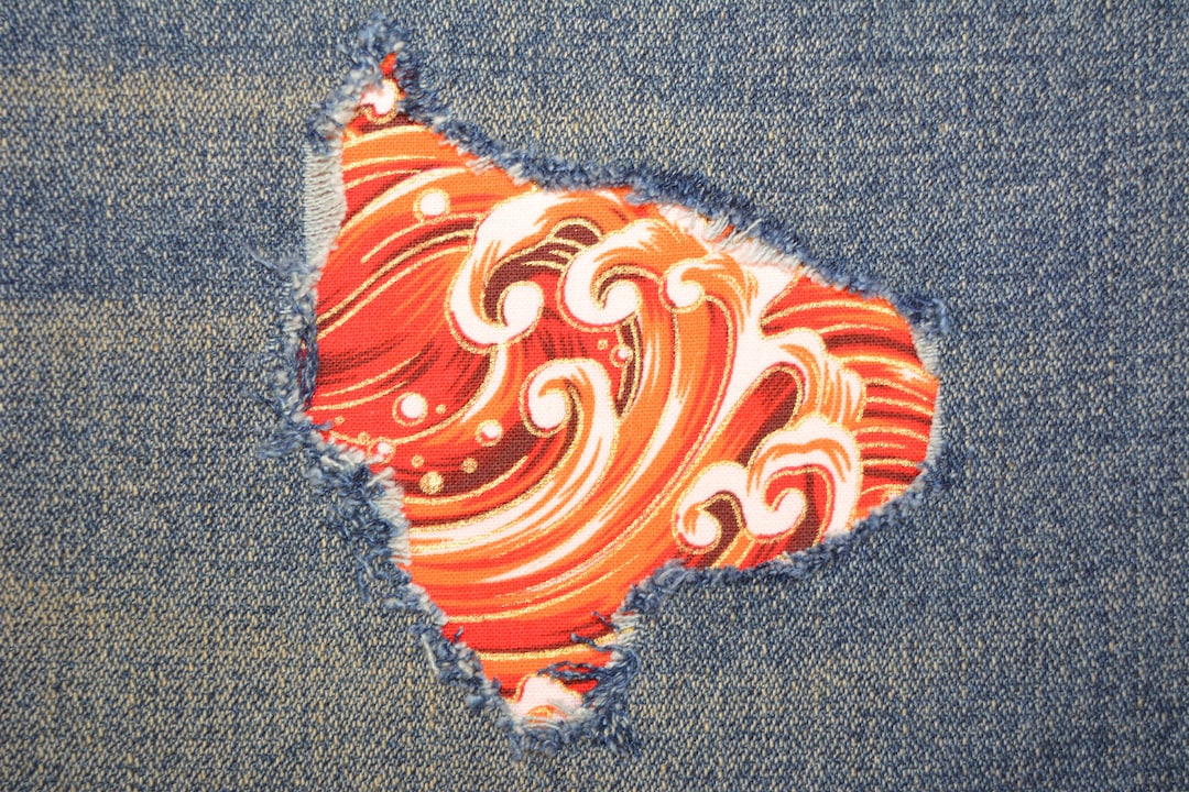 Tsunami Patch Japanese Style Iron on Fabric Patches for Denim Holes - Etsy