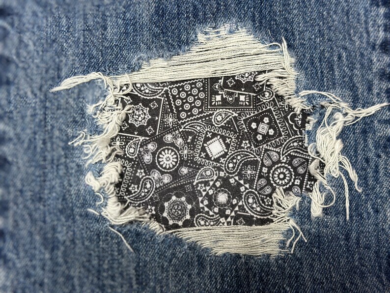 Bandana Print Fabric Patches for Denim Holes Black Peek a Boo Patch ...