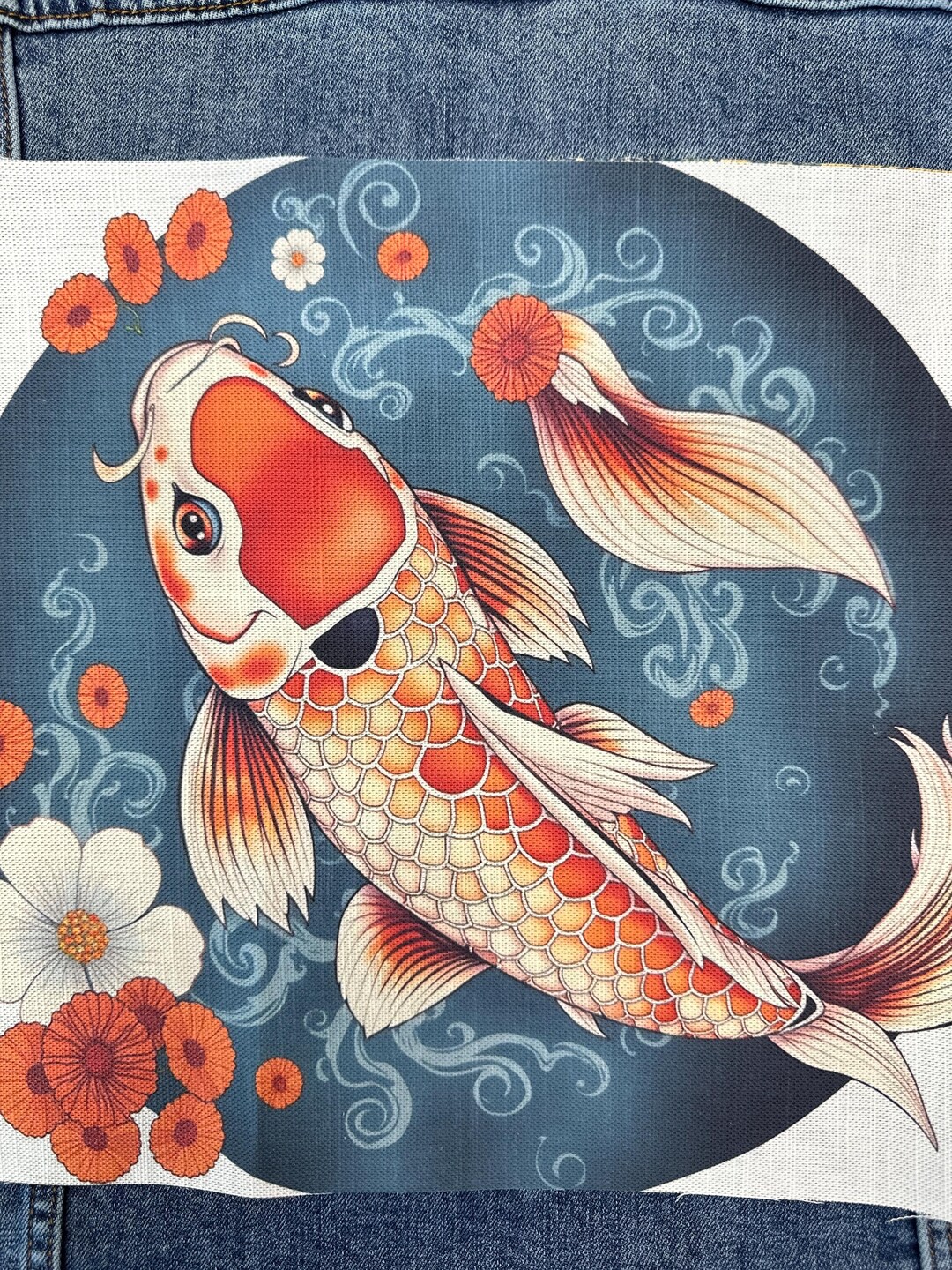 Japanese Koi Fish Print Patch Big Iron on Patches for Jackets Art Style ...