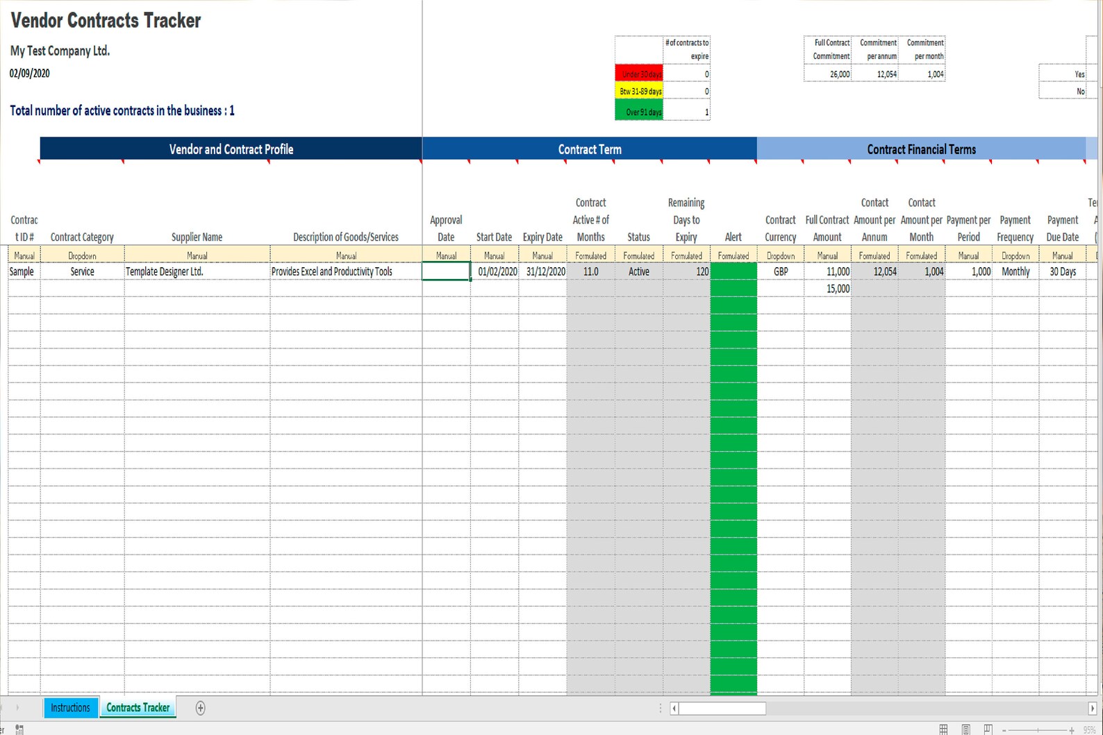 Contract Management Tracker Excel Manage Your Etsy