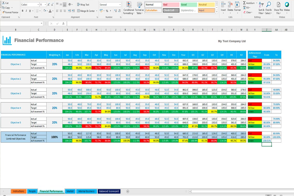 Balanced Scorecard Excel Small Medium Large Business Measure 360 Degree ...