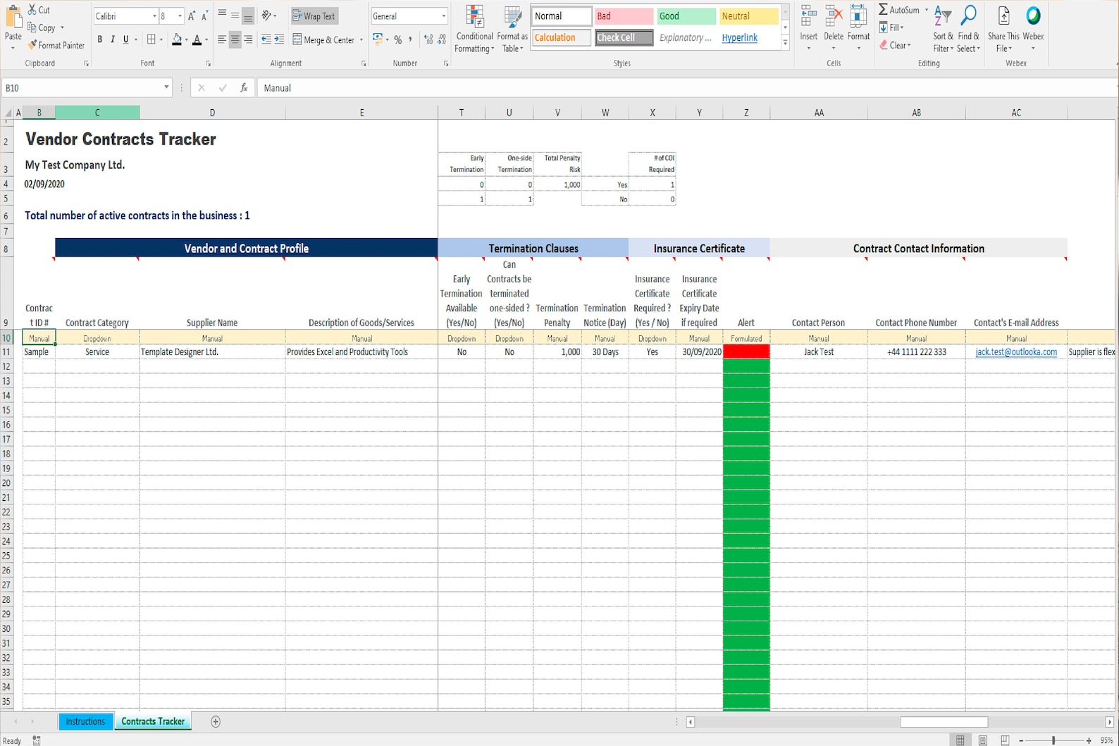 Contract Management Tracker Excel Manage Your Business Vendor Contracts