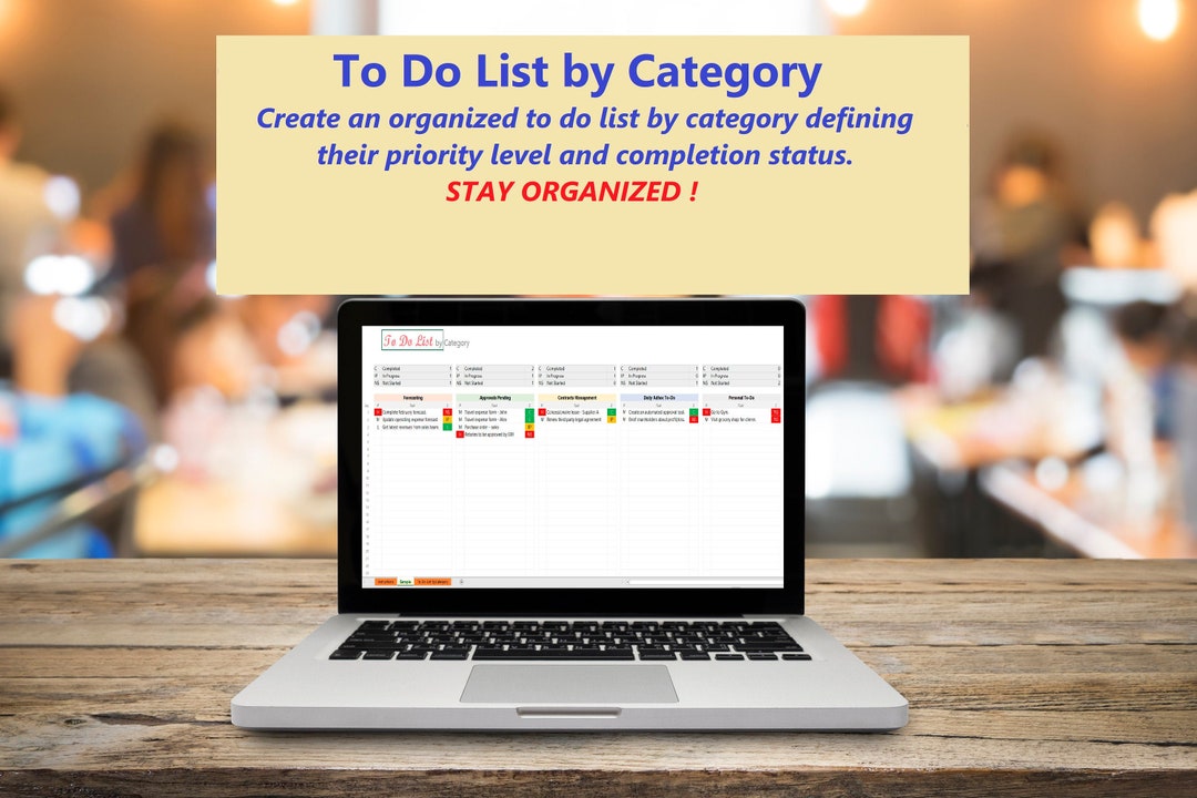 To Do List by Category Bucket Work Day Organiser Day Organizer Task ...