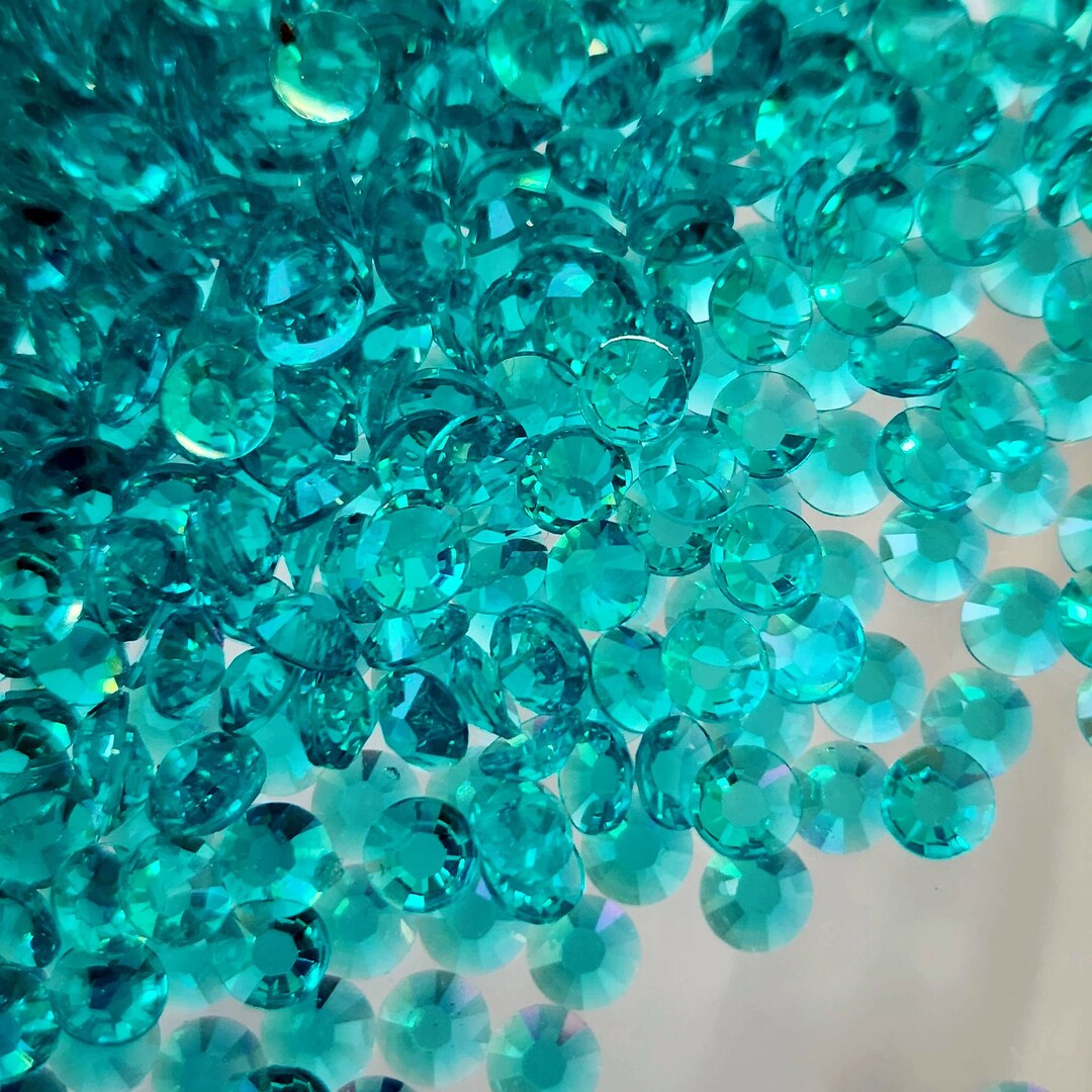 Teal Lagoon - Pop of Color Transparent Non-hot Fix Resin Rhinestones ...