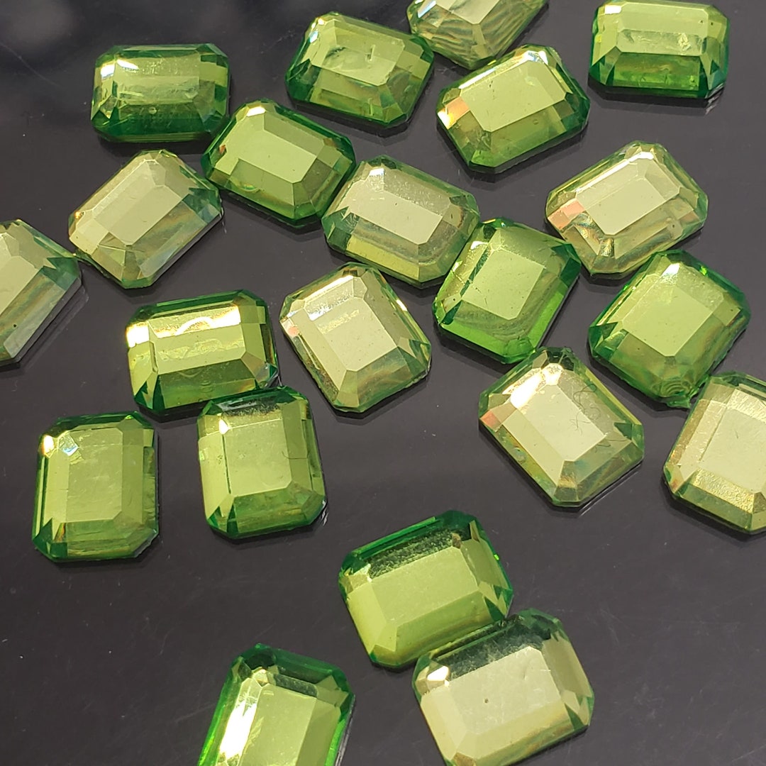 Lime Green Flat Back Octagon Resin Rhinestone - 10mm X 8mm - Gems ...