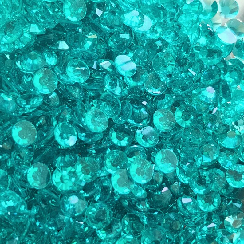 Teal Lagoon - Pop of Color Transparent Non-hot Fix Resin Rhinestones ...