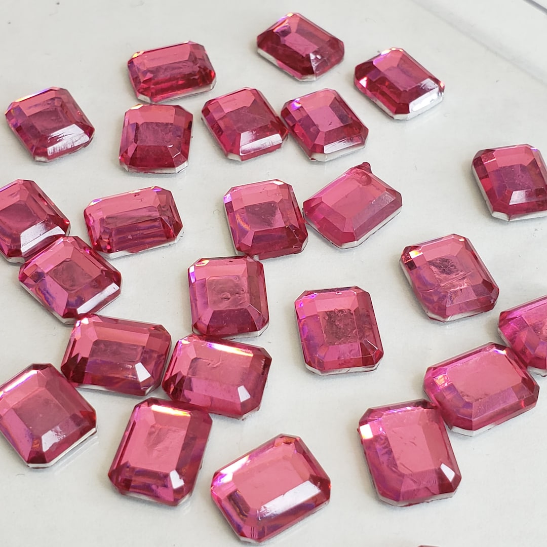 Rose Flat Back Octagon Resin Rhinestone - 10mm X 8mm - 50 Pcs - Gems ...