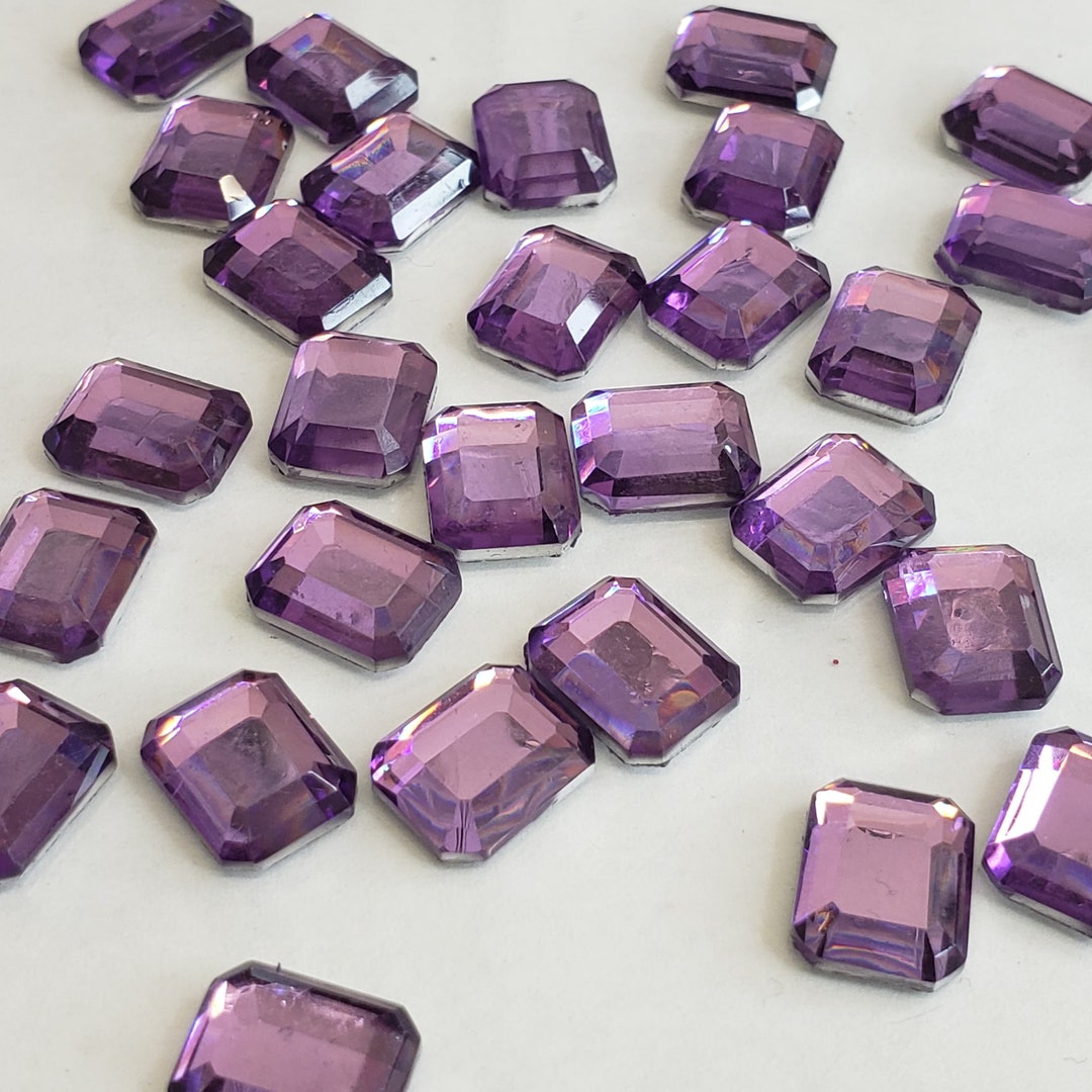 Lavender Flat Back Octagon Resin Rhinestone - 10mm X 8mm - 50 Pcs ...
